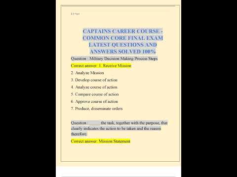 CAPTAINS CAREER COURSE COMMON CORE FINAL EXAM LATEST QUESTIONS AND ANSWERS SOLVED 100%