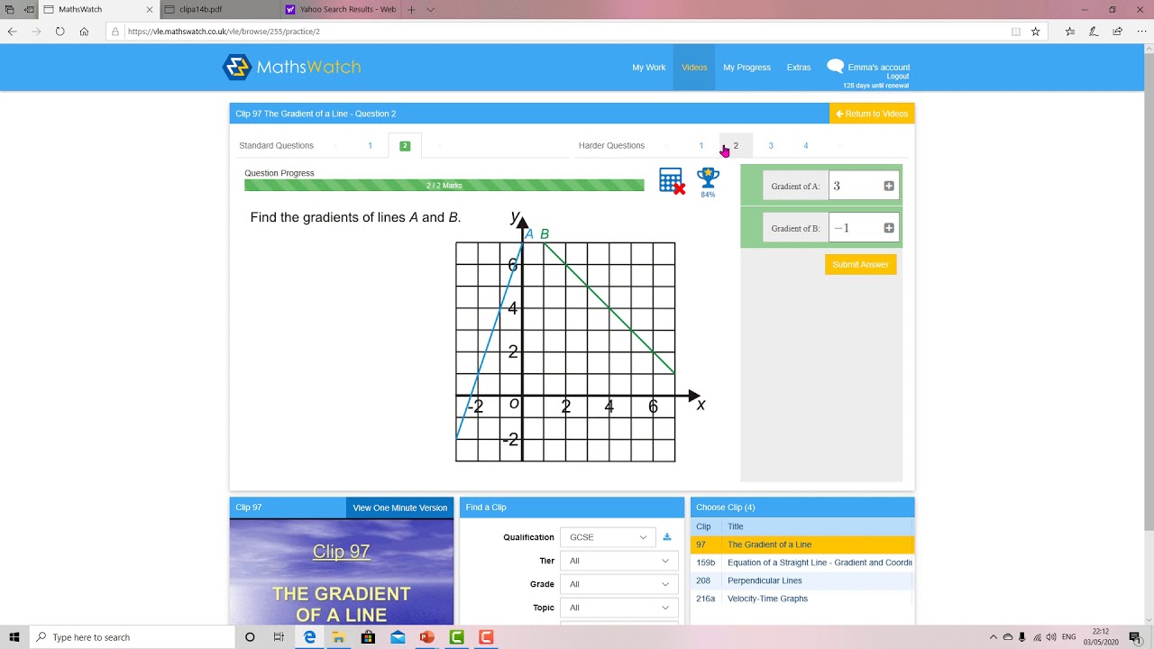 Using mathswatch for practise