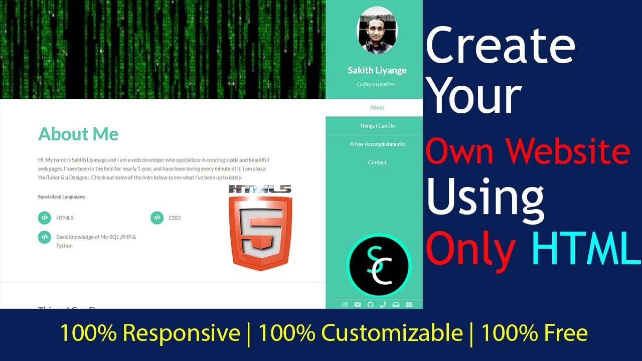 Create your Own Personal Portfolio Website Using HTML | 100% Responsive | 100% Customizable |HTML5UP