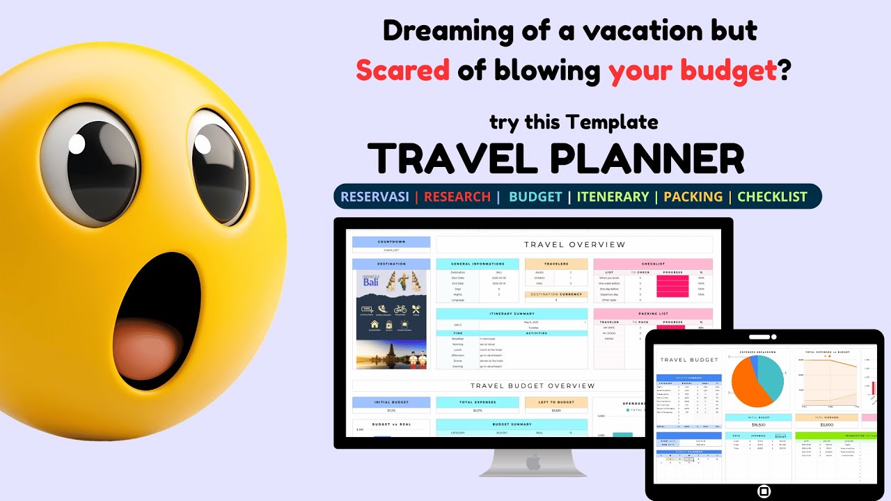 Template Travel Planner - Google spreadsheets #travel #traveling  #googlesheets #template
