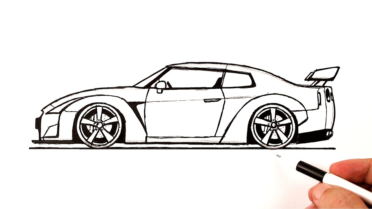How to draw a Nissan GT-R
