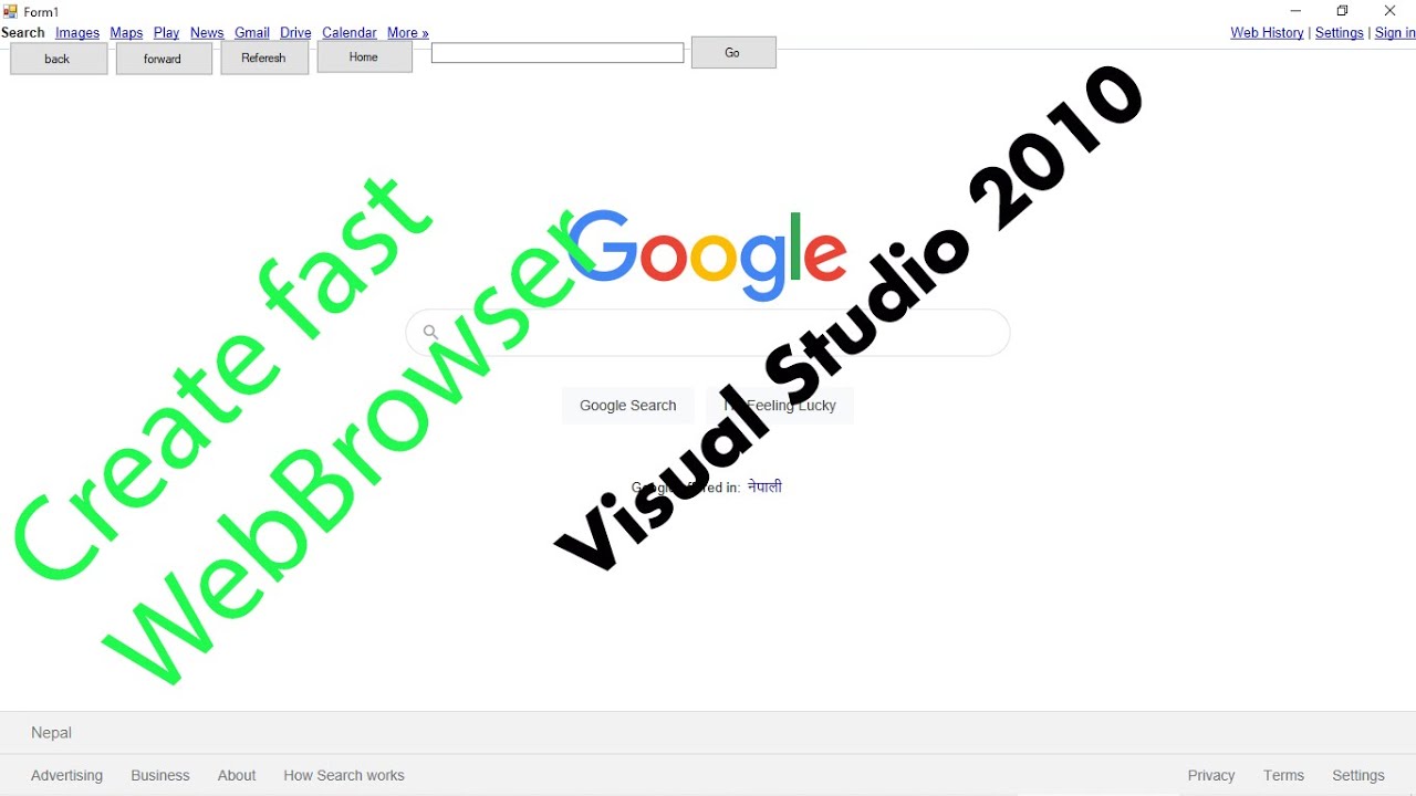 HOW to create WebBrowser in Visual Studio 2010