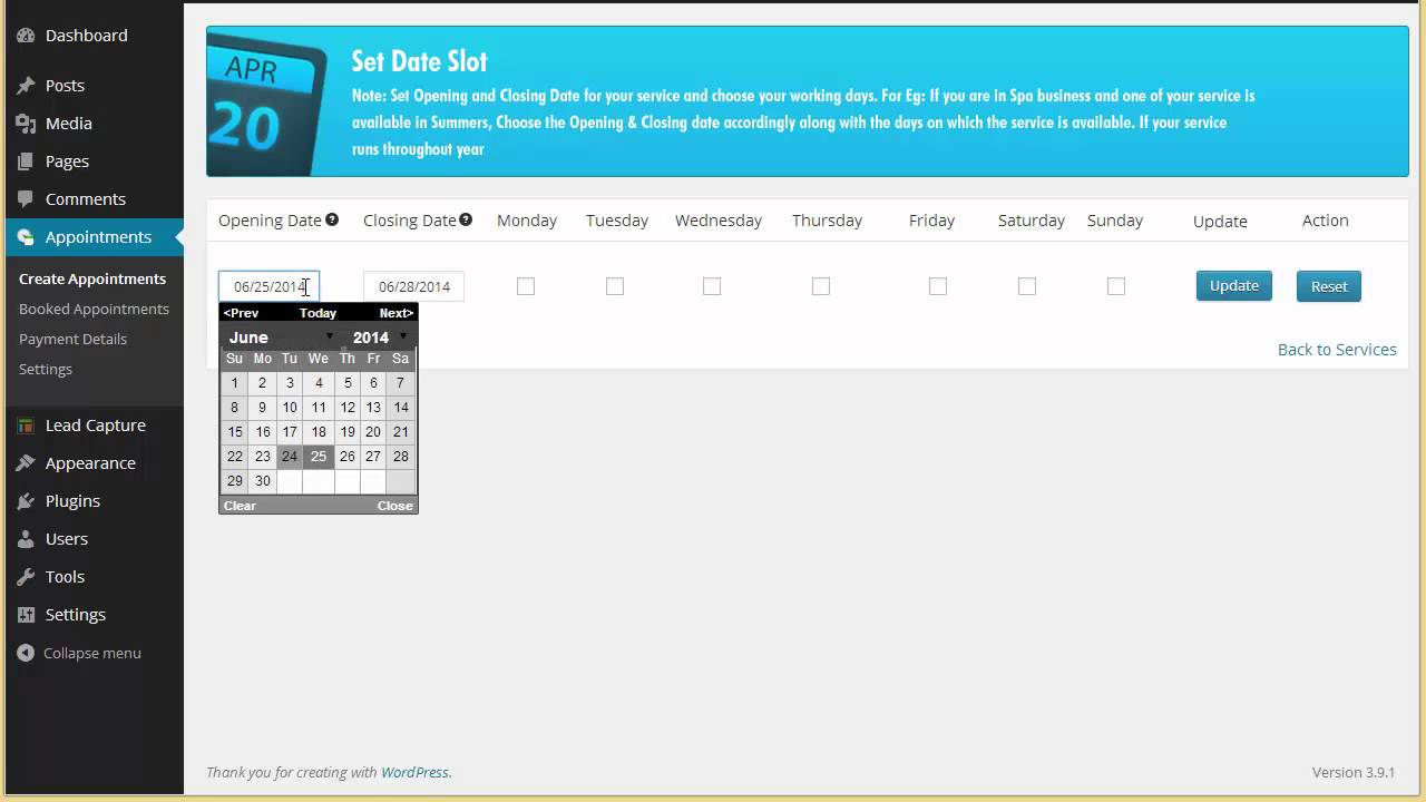 Create Appointment Service - Appointway WordPress Theme