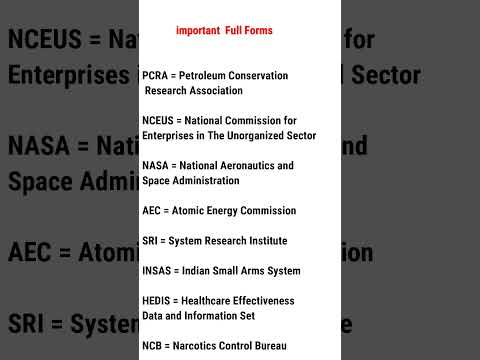 full form of PCRA NCEUS NASA AEC SRI INSAS HEDIS NCB