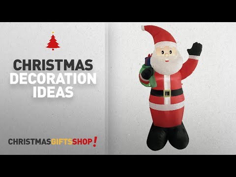 Top Christmas Decorations Santa Claus: DreamOne 8.5 ft Christmas Inflatable Santa Claus with Gift