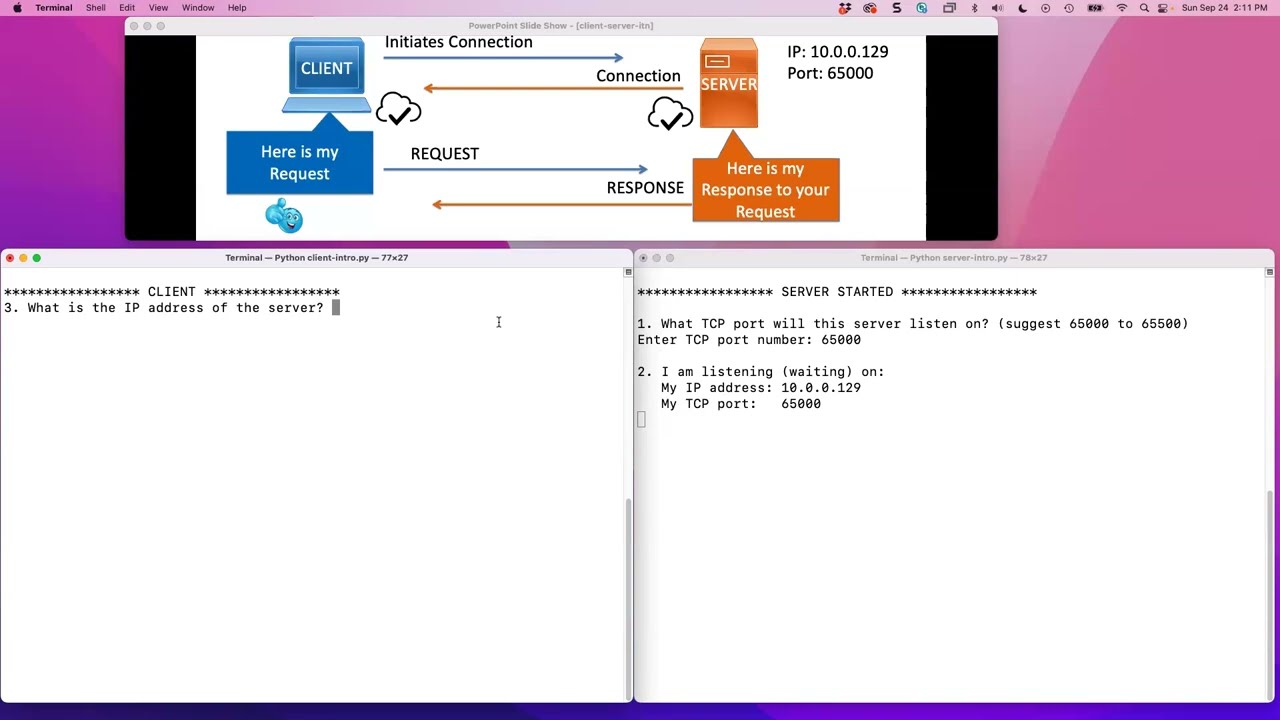 Python 1: Simple Client-Server (IP and Port Number)