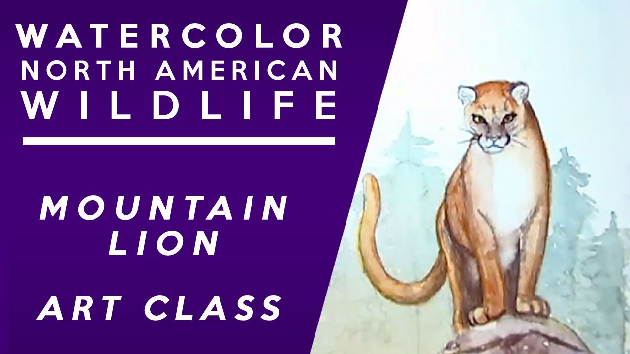 Watercolor Wildlife - Mountain Lion