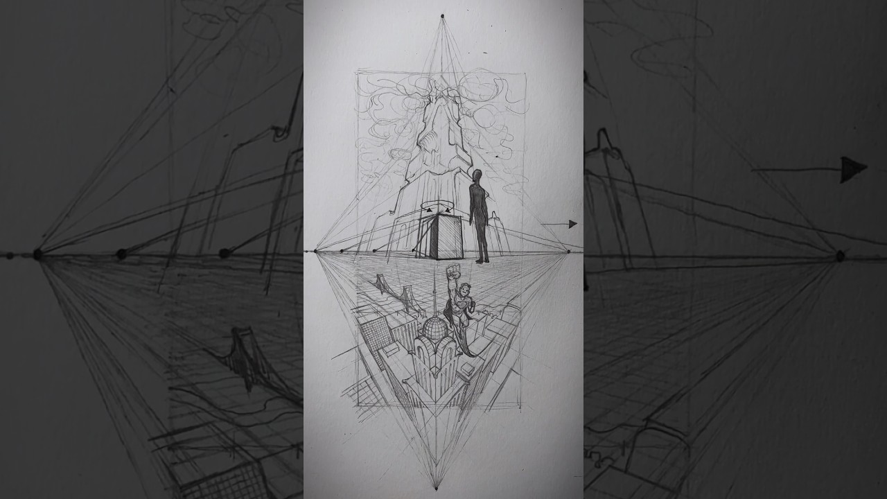 How to Draw 3 Point Perspective! ✍️ #art #drawing #shorts #shortsfeed