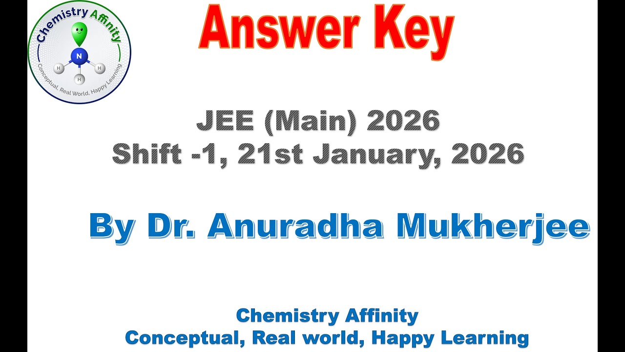 JEE Main 2026 | 21 Jan | Shift 1| Answer Key Chemistry