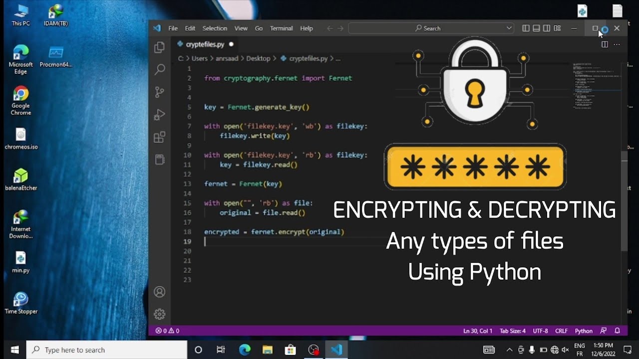 Coding Encrypting and Decrypting program with Python #encryptingfile #python