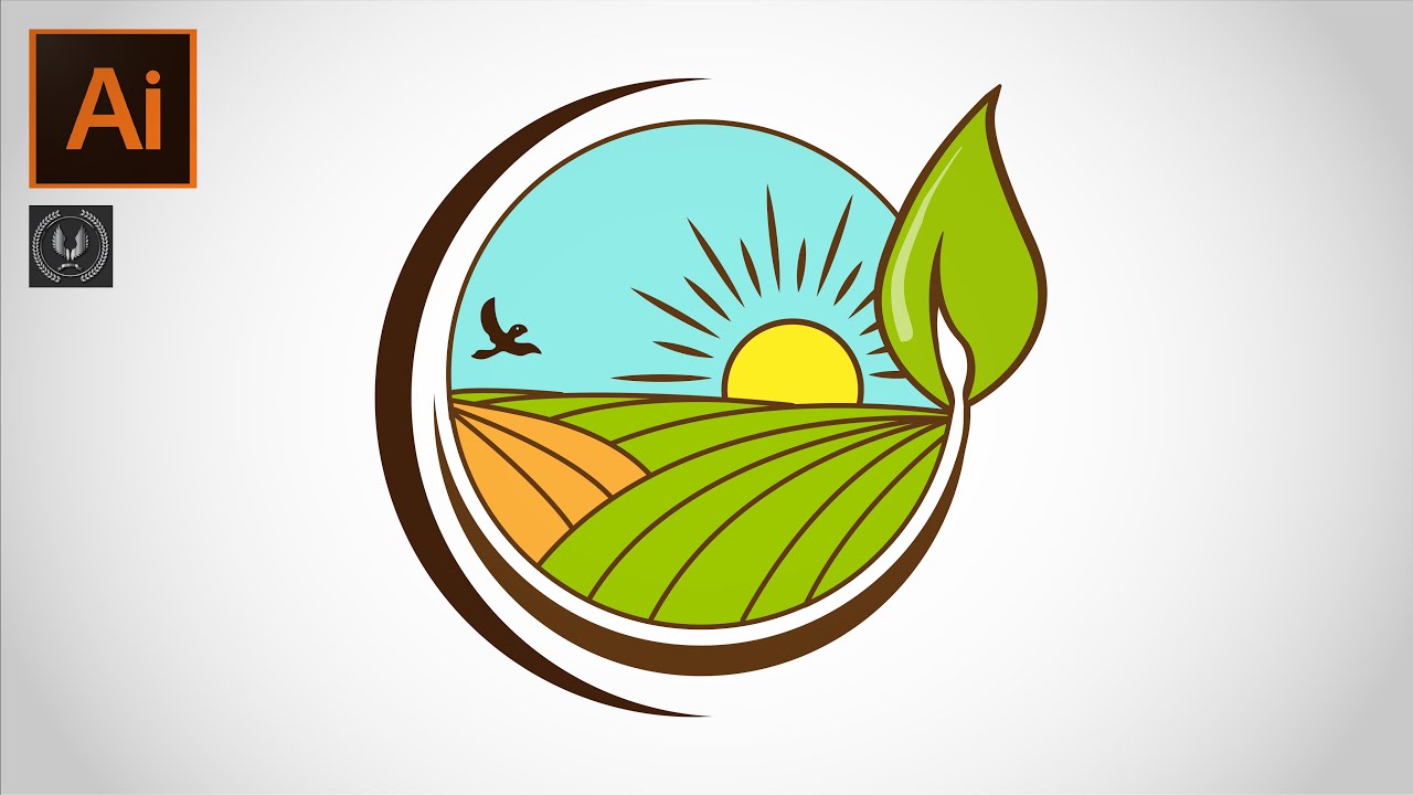 Adobe illustrator CC Tutorial - How to make Farmland Icon Design