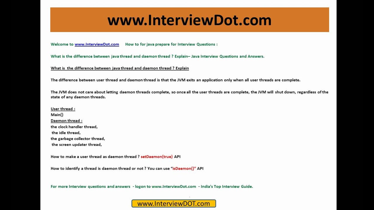 what is the difference between java user thread and daemon thread java interview