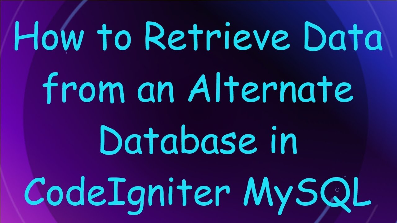 How to Retrieve Data from an Alternate Database in CodeIgniter MySQL