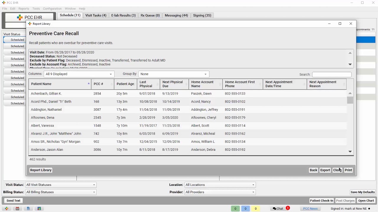 Recall Patients in PCC EHR