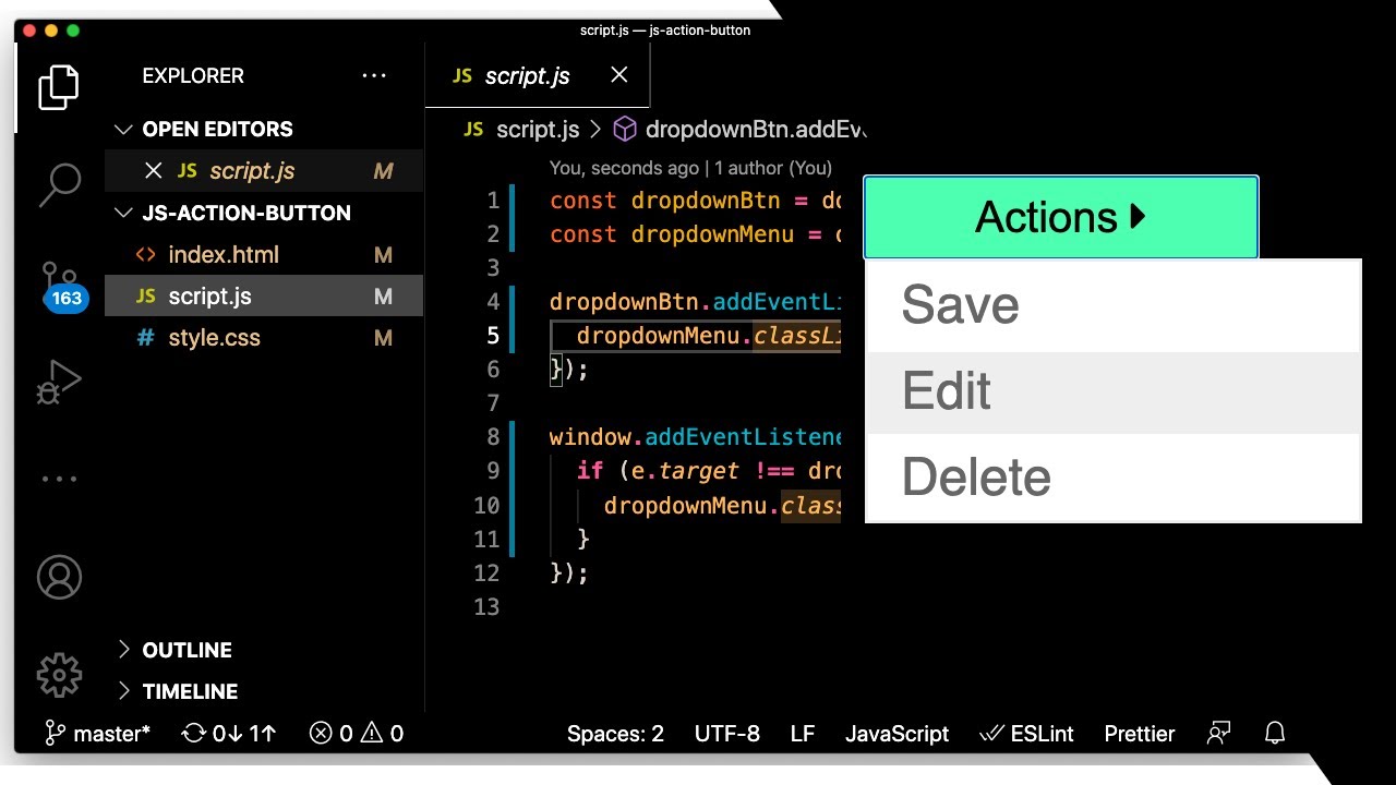 How to Code a Sliding Dropdown Button using Javascript, HTML, and CSS