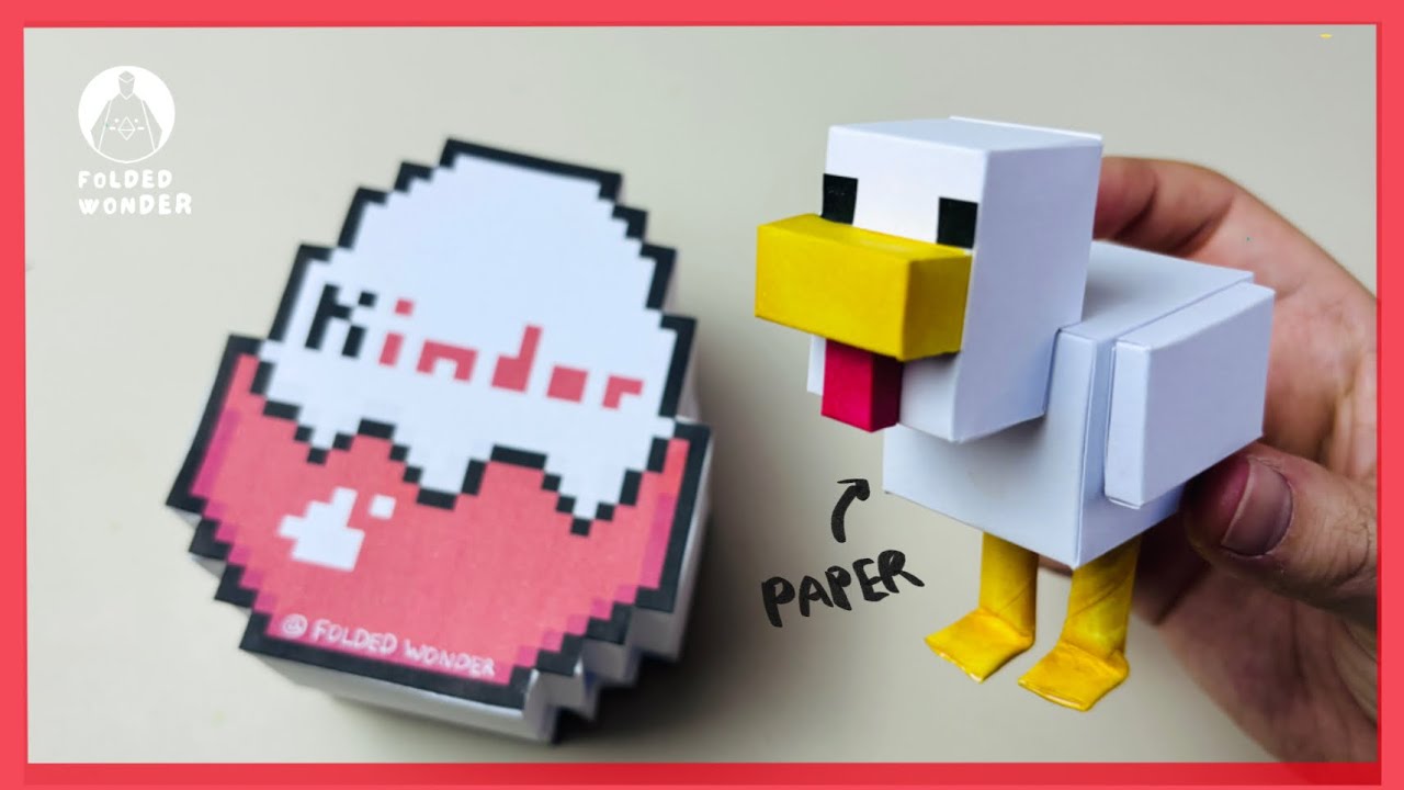 🐔 DIY Kinder Joy Pixel Papercraft | Minecraft-Inspired 3D Model Tutorial