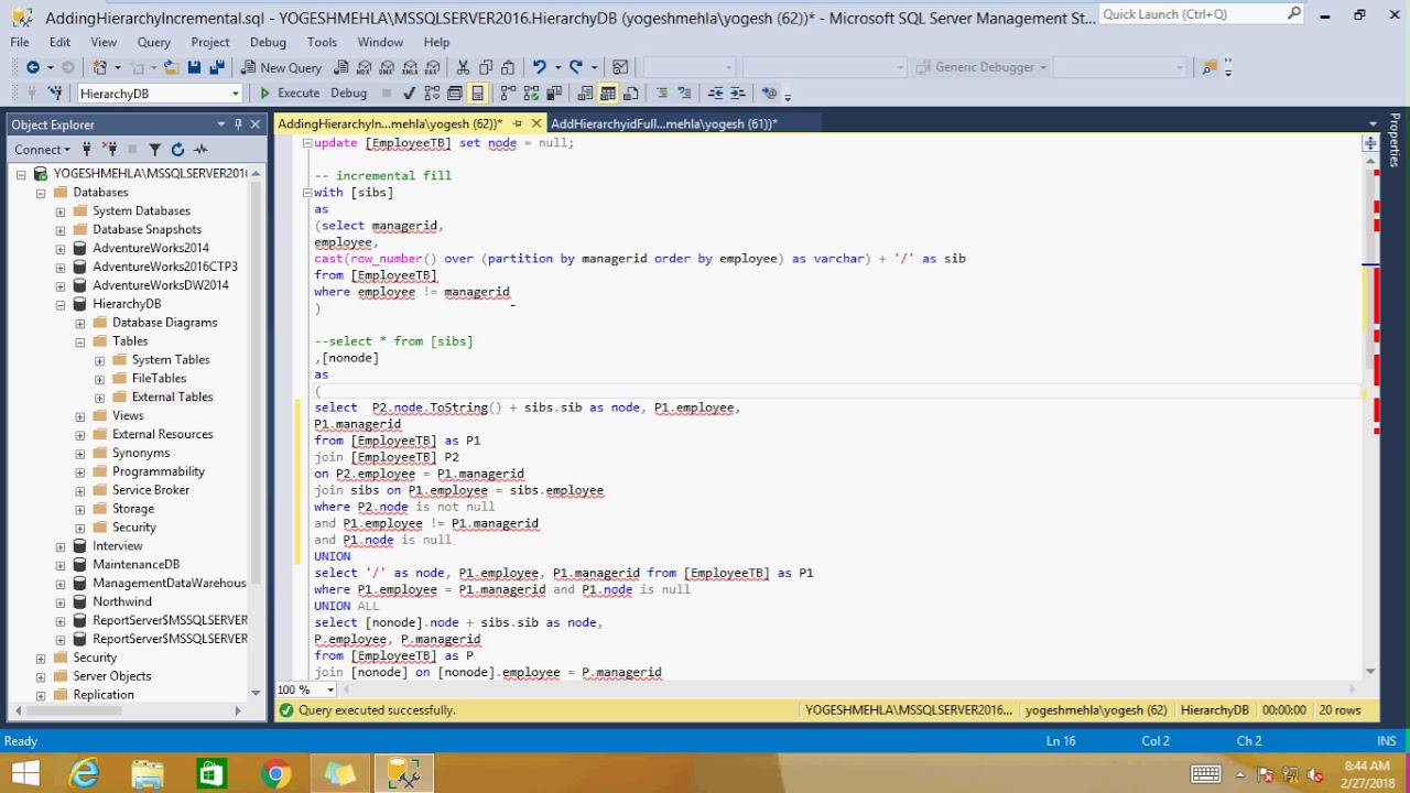 Learn Hierarchies in SQL server using HierarchyID Part 2