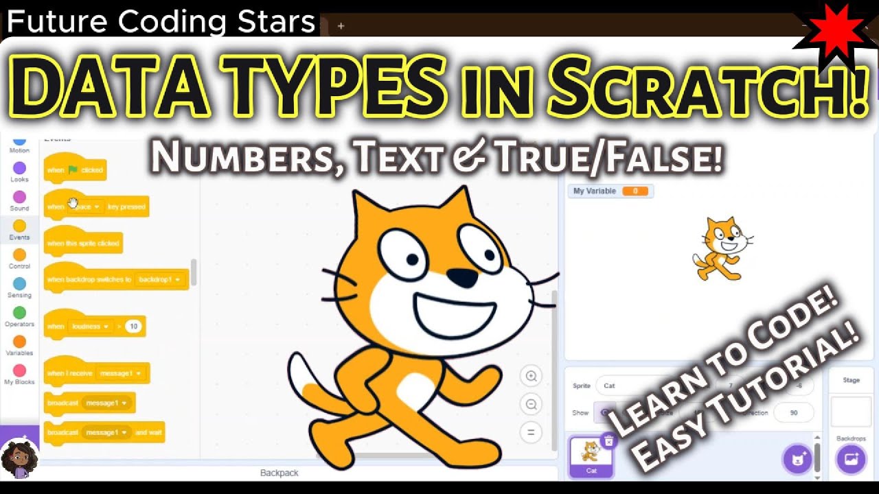 2 - Scratch Coding: Mastering Data Types (Numbers, Strings, Boolean) + Challenge! #scratch