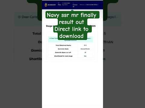 Navy Ssr & Mr result 2025 | navy ssr & me result out 2025 | how to check Navy ssr mr results