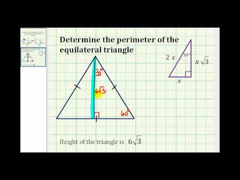 Example: Determine the Perimeter of an Equilateral Triangle Given the Height | Math Help from ...