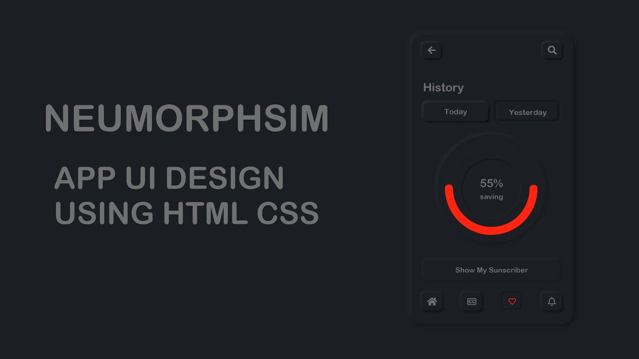 App UI Design With Neumorphism Effect Using HTML CSS  | Neumorphism CSS