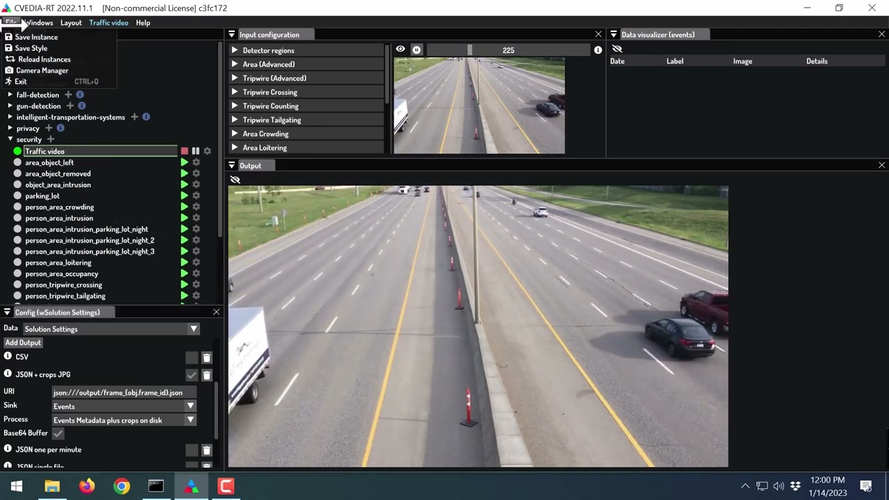How to setup and export vehicle counting data in CVEDIA-RT using a Tripwire