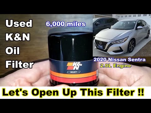 K&N Oil Filter Select SO-1008 Cut Open,  Used K&N Oil Filter Cut Open