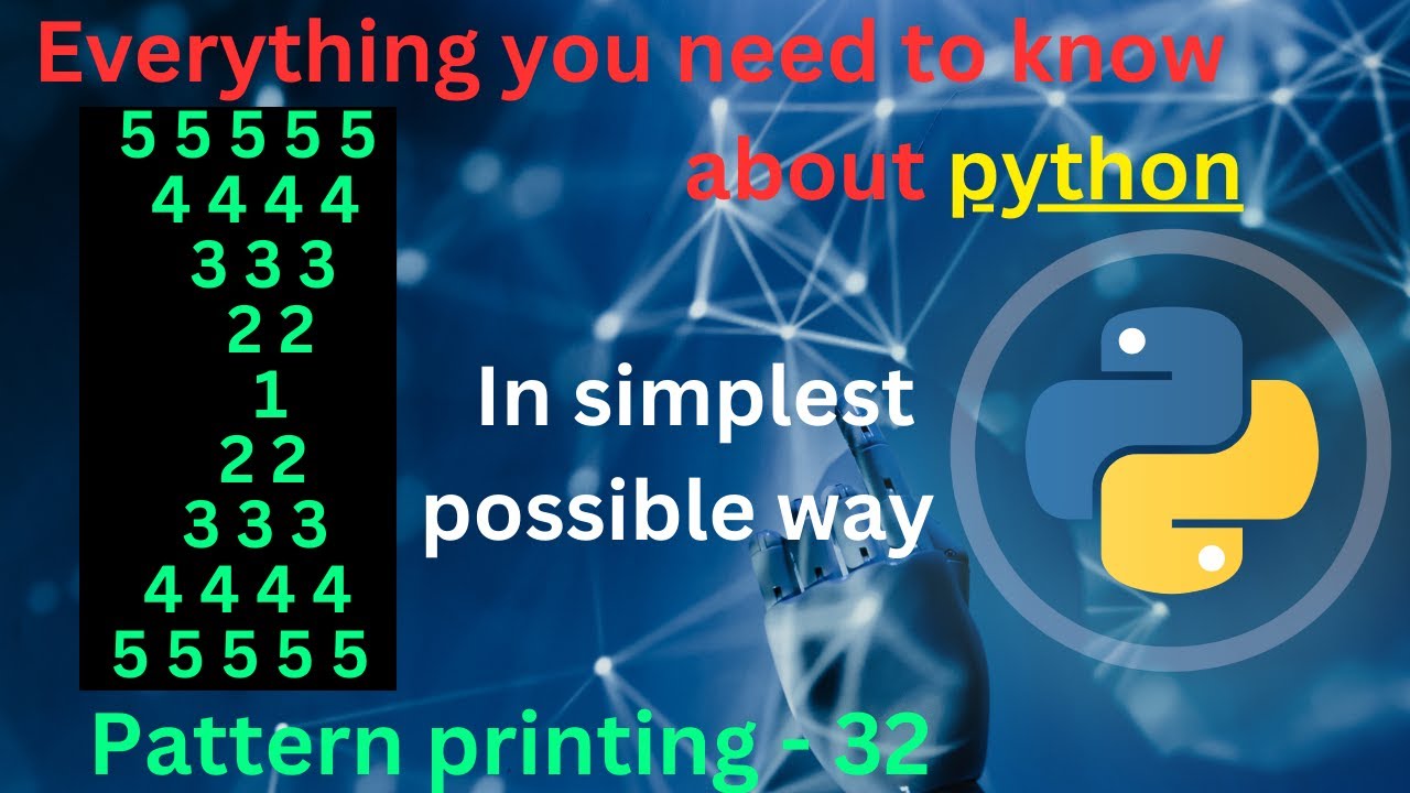 Pattern printing 32 (Numbers - 8) | pattern printing in python tutorial | python full course