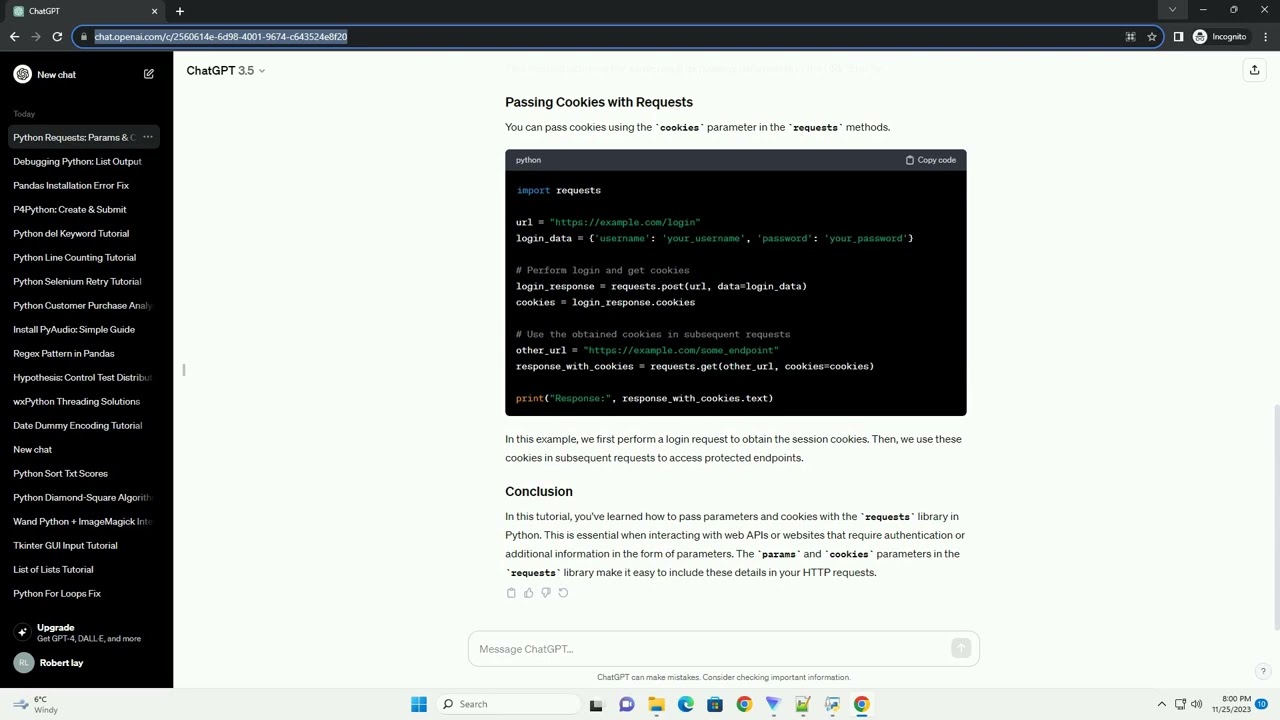 How to pass parameters or cookies with requests in python