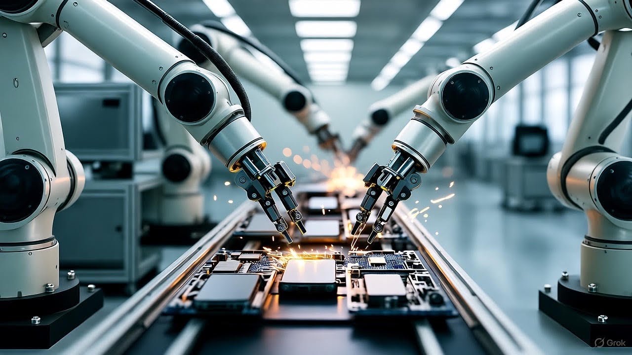 Advanced Robotics Manufacturing Line 4K – Free Tech Cinematic Stock Footage for Creators