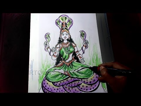 How to Draw Goddess Manasa Devi Color Drawing | Robert Banks