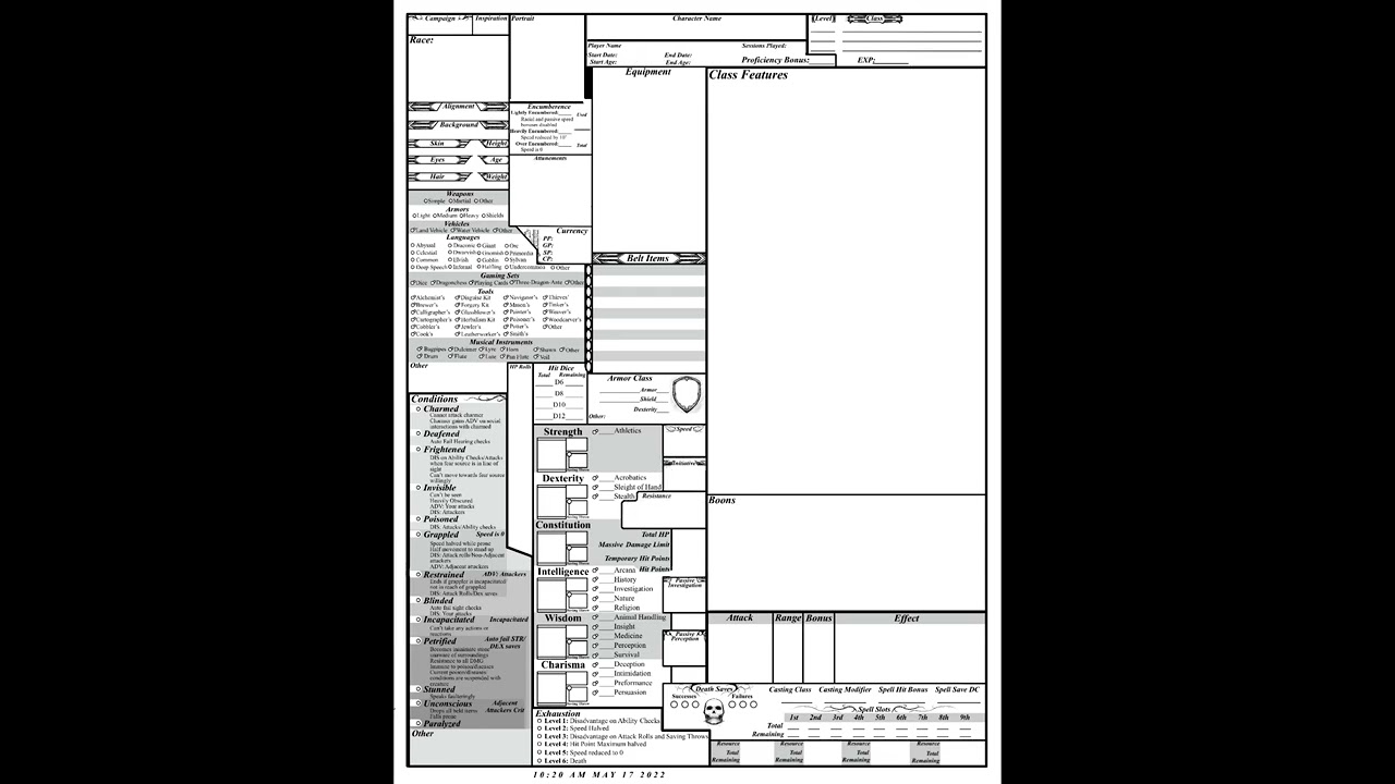 537: 5E Compact Character Sheet