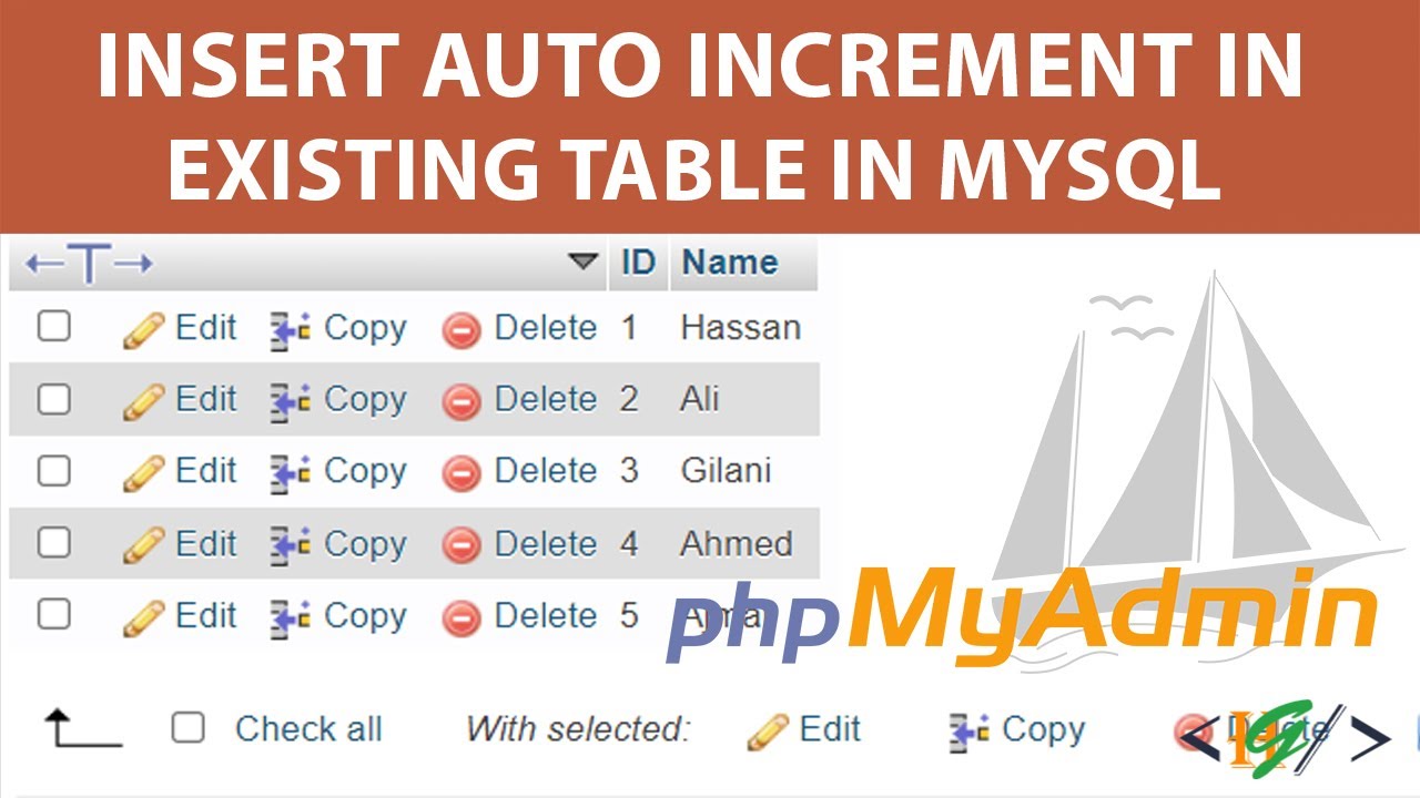 How to Add Auto Increment Column in Existing Table in MySQL Database in Phpmyadmin