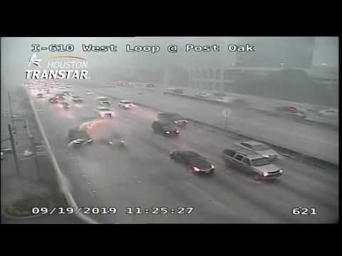Raw: Houston TRANSTAR cameras show cars underwater on flooded streets and highways