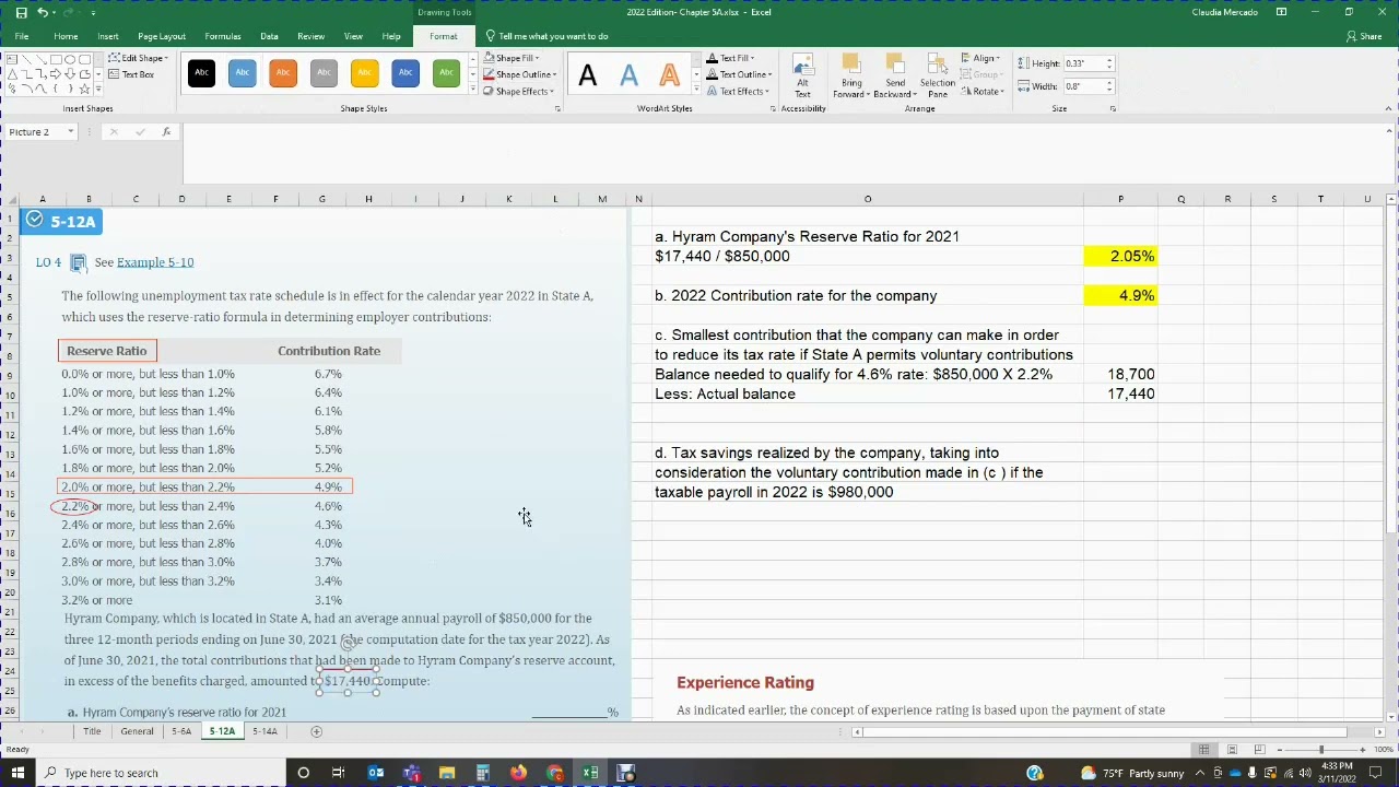 Payroll 2022- Chapter 5 PR5-12A
