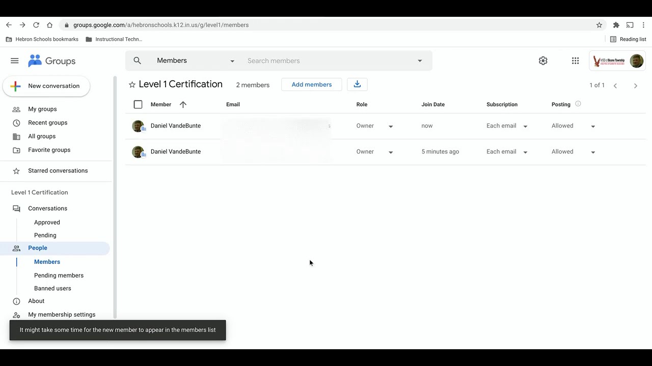Adding Members to a Google Group