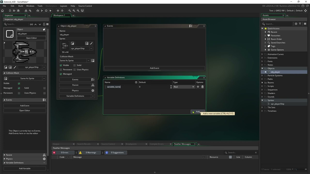 Asteroids (GameMaker) Lesson 1.1 - Movement