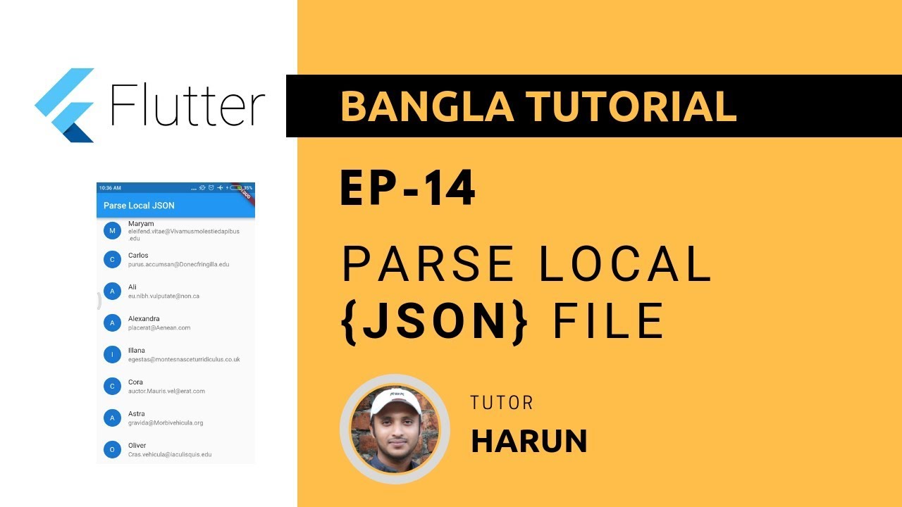 Flutter Tutorial 14 - Parse local JSON file [Bangla]