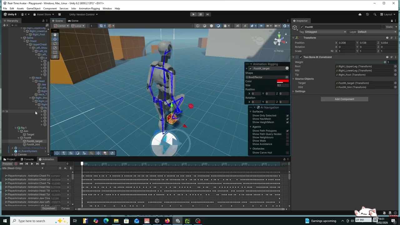 Unity Multi aim and two bone IK animation rig
