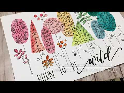 Whimsical Trees and Floral Drawings