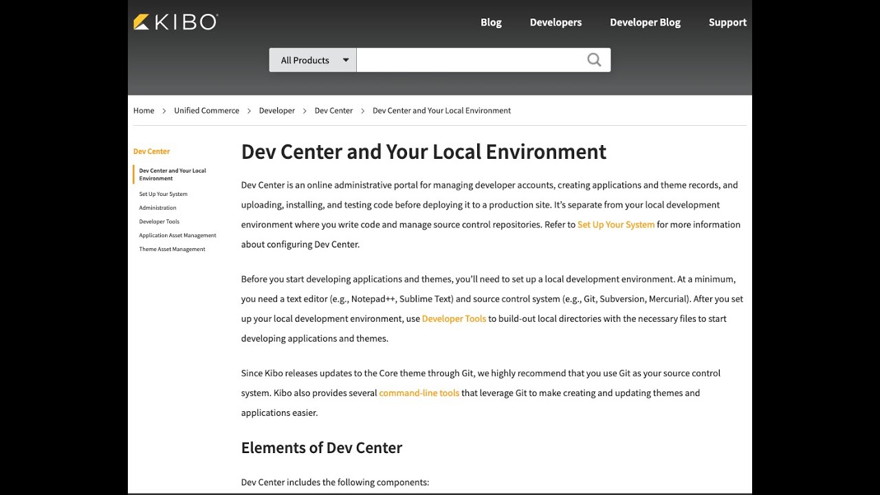 Kibo Developer Center Overview