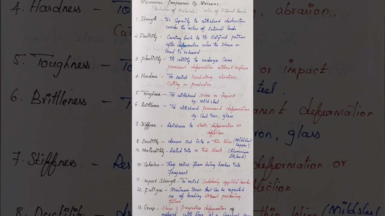 Engineering mechanics|mechanical properties of material