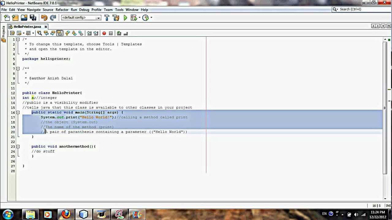 Tutorial 2: Structure of a Java Class