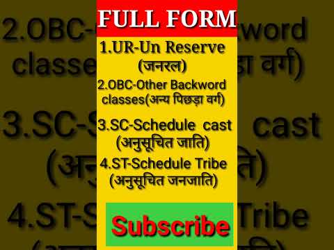 FULL FORM (UR,OBC,SC,ST)
