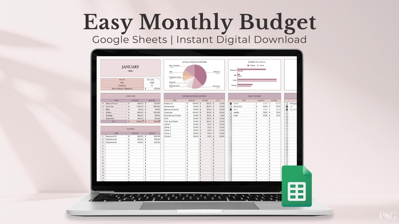 (EASY) Monthly Budget Planner Spreadsheet Template - Google Sheets Tutorial