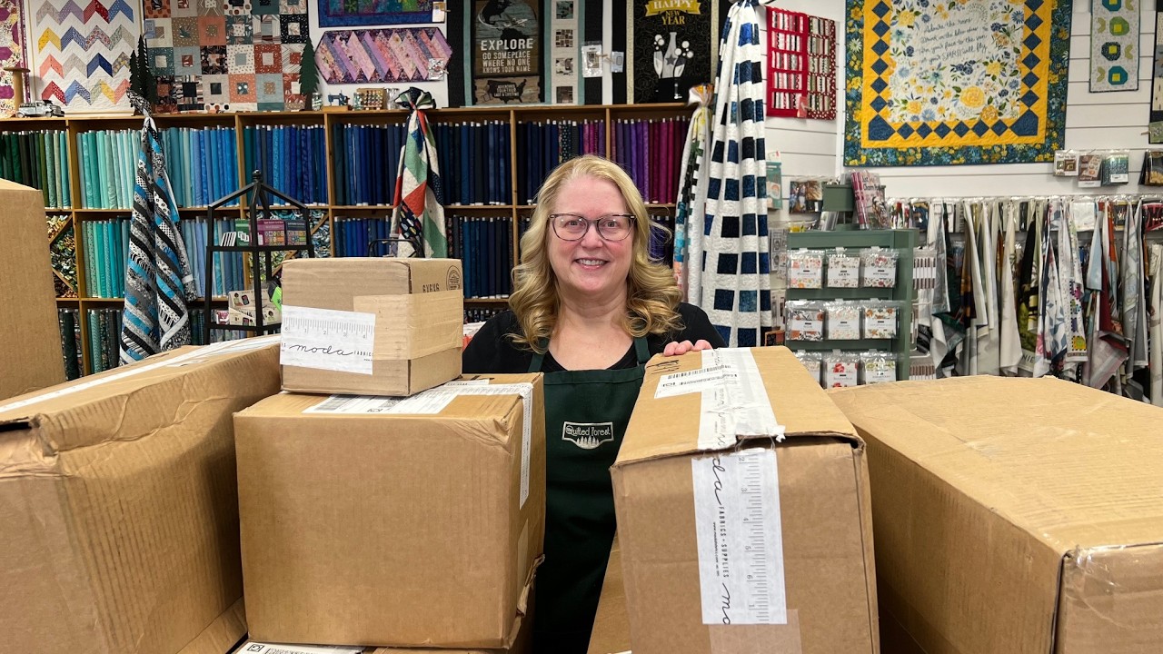 HUGE Fabric Unboxing! Moda & Riley Blake Just Arrived at The Quilted Forest!