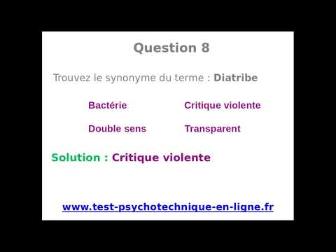Synonymes série n°3 : Test psychotechnique / Aptitudes verbales + correction