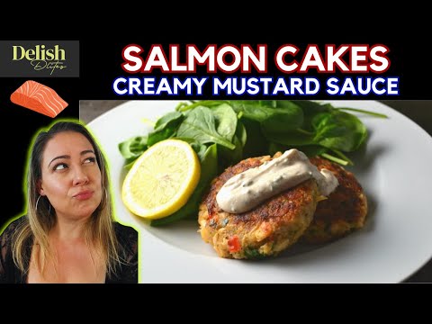 SALMON CAKES w/CREAMY MUSTARD SAUCE | Delish D'Lites | Fusion Dishes
