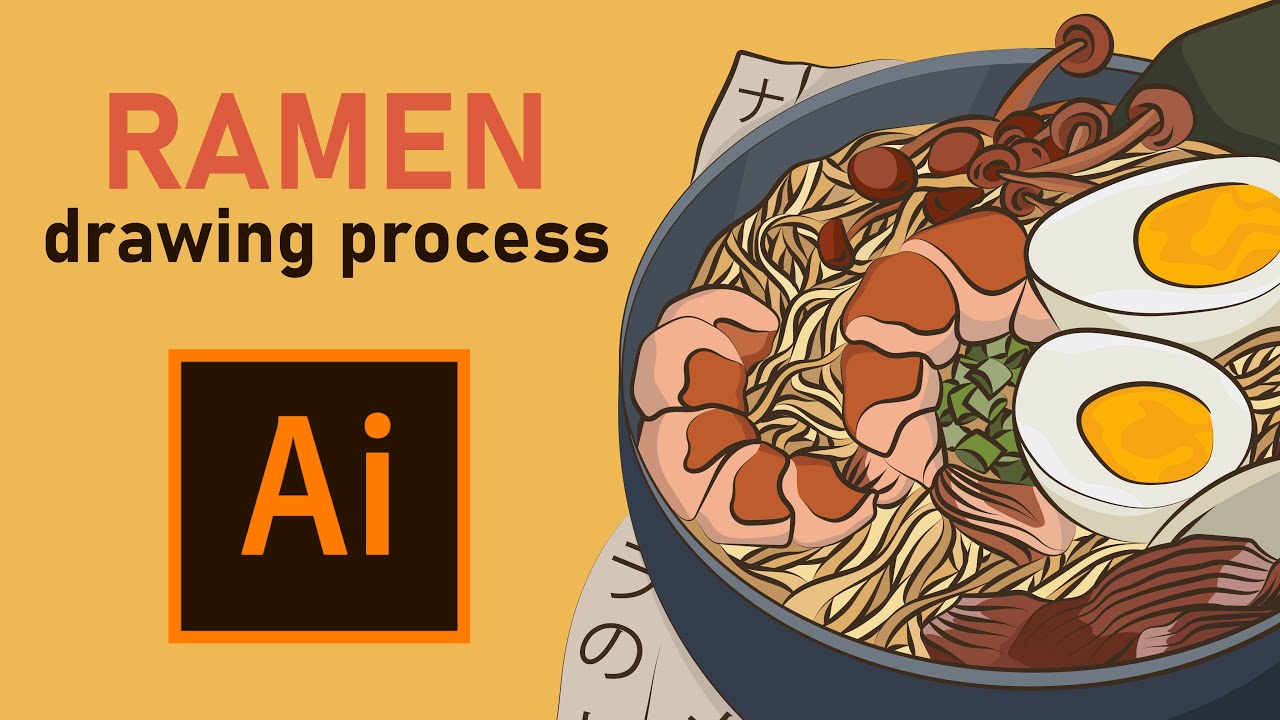 Ramen illustration in Adobe Illustrator CC - Speed art process