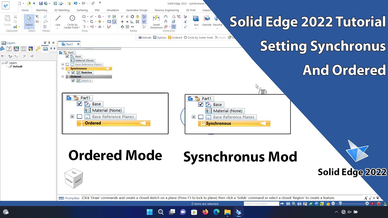 Solid Edge 2022 Tutorial - Setting Synchronous And Ordered